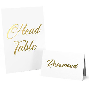 10 Pack Gold Reserved Table Signs & Gold Table Numbers 1-30 for Wedding Reception Party Restaurant - Gold Foil Wedding Table Numbers & Reserved Signs