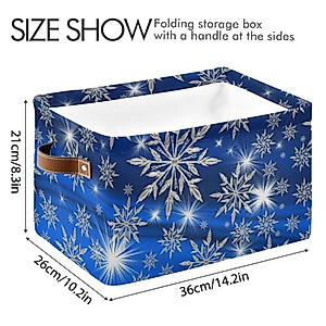 Snowflakes Christmas Storage Basket Bins Foldable Laundry Hamper Toy Storage Bins Box Organizer for Home Boys Girls Office Closet Shelf Nursery Baskets,1 pcs