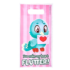 JOYIN 48 Pieces Valentines Day Gift Bags Valentine Goodies Bag for Kids Party Favor Supplies Valentine’s Treat Bags including To and From stickers