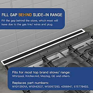 Slide-in Range Rear Filler Kit Black, Universal Triangular Fill Strip, Top Trim Kit Between Stove and Wall for Whirlpool & Most Brand, Aluminum Gap Cover, 30" Long