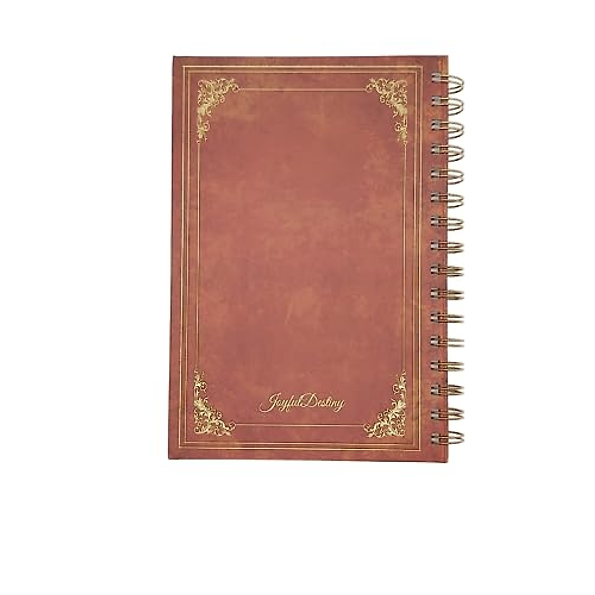 A5 (5.5” x 8.5”) Recipe Book to Write in Your Own Recipes, Durable Gloss Laminated Cover, Gold Spiral Binder, Gold Leaf Vintage Leather Look, 100 Pages Paper, Family Heirloom Keepsake