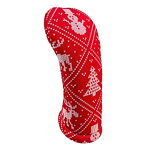 Red & White Christmas Sweater Driver 460cc Club Headcover Handmade by BeeJos
