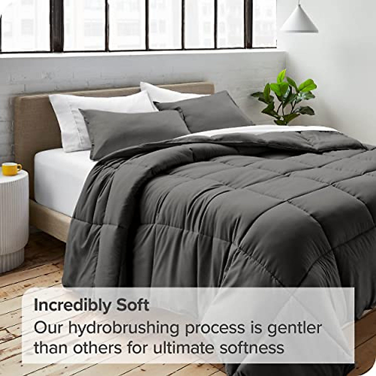 Bare Home Comforter Set - Queen Size - Ultra-Soft - Goose Down Alternative - Premium 1800 Series - All Season Warmth (Queen, Grey)