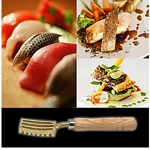 Kwizing Made in Japan [Extra Large] Fish Scaler Brush with Brass Serrated Sawtooth and Ergonomic Wooden Handle - Easily Remove Fish Scales Without Fuss Or Mess - Handcrafted by Japanese Artisans