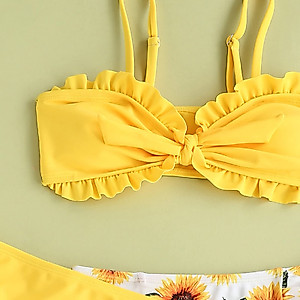 Infant Set Outfits Ruffles Bikini Swimsuit Swimwear Hollow Summer Kids Girls Girls Swimwear Swimsuit (Yellow, 11 Years)