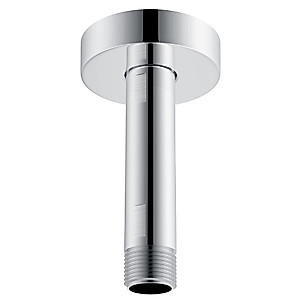 Hibbent All Metal Ceiling Mounted Shower Arm, 4 Inch Shower Head Extension Arm with Flange, Stainless Steel Straight Shower Arm For High Pressure Rain Shower Head, Shower Head Extender, Chrome