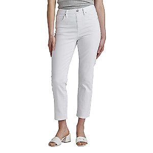 JAG Jeans Women's Valentina High Rise Pull On Straight Crop Jeans, White, 8