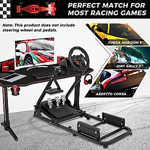 Hottoby Foldable Racing Simulator Cockpit Stand Fit for Logitech/Thrustmaster G25,G27,G29,G920,G923&T300RS,T150,T80 Multi-Angle Adjustment Sim Cockpit No Steering Wheel HandBrake Pedals Seat