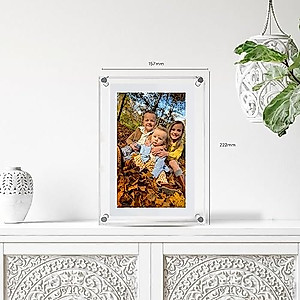 PiPivision 7-inch Digital Picture Frame, Acrylic Video Photo Frame with Auto Rotate Playback, 1GB Internal Memory and 1500mAh Battery, Supports 1024 * 600 Resolution, Ideal Desktop Decorations