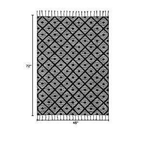 nuLOOM Jinny Moroccan Wool Tasseled Area Rug, 4x6, Dark Grey