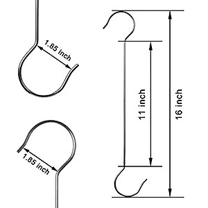 6 Pack 16 inch Extra Large S Hooks Heavy Duty Plant Hanging Hooks Long S Shaped Extension Hooks for Kitchenware,Utensils,Pergola,Closet,Flower Basket,Garden,Patio,Indoor Outdoor Uses