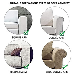 2 PCS Sofa Armrest Covers, Jacquard Stretch Armrest Covers, Non Slip Furniture Protector, Durable Chair Arm Protectors for Sofa, Armchair, Couches, Recliner