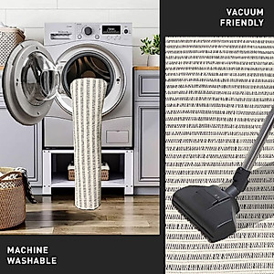 Chardin home Black & Ivory Providence Throw Rug 2x3 feet |Hand Woven Farmhouse Rug | Great in Kitchens entryways doormats Bathrooms Meditation Mat | Machine Washable & Reversible Cotton Rug