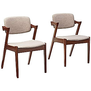 Baxton Studio Gonza Dining Chiars, Light Grey/Walnut Brown