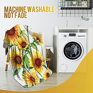 Levens Sunflower Blanket Gifts for Women Girls Mom Decor for Home Bedroom Living Room Office Dorm, Soft Fluffy Lightweight Throw Blankets White 50"x60"