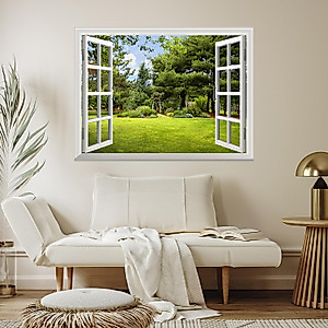 wall26 Removable Wall Sticker/Wall Mural -Beautiful Garden View Out of The Open Window Creative Wall Decor - 24 Inchx32 Inch