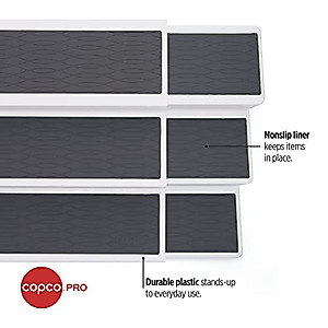 Copco Pro Expandable 3-Tier Cabinet Organizer, 14.8 x 9.7 x 3.5 Inch, White and Charcoal Gray