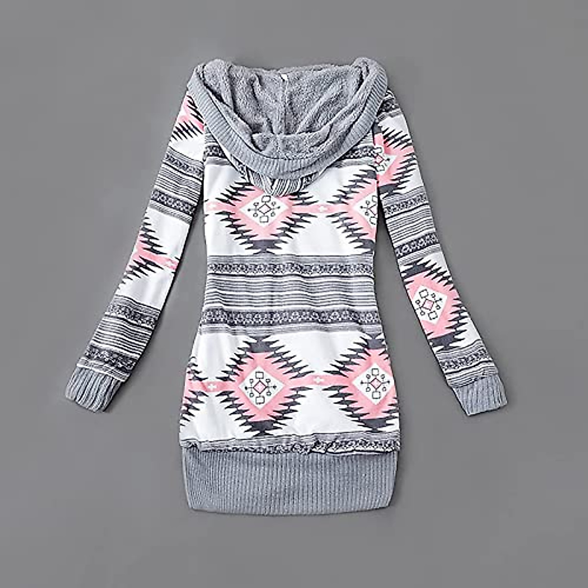 joysale Coat Hooded Fleece Coat For Women Fashion Print Long Sleeve Plush Jacket Fall Winter Warm Pocket Coat Motorcycle Jacket Women