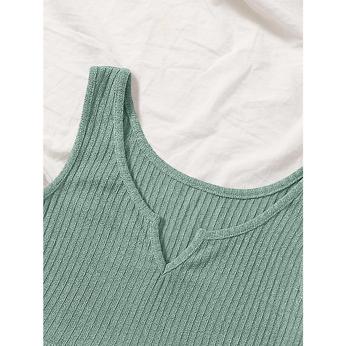 Milumia Women's 4 Pieces Ribbed Knit Crop Tank Top and Drawstring Waist Shorts Pajama Set Loungewear Grey and Green X-Large