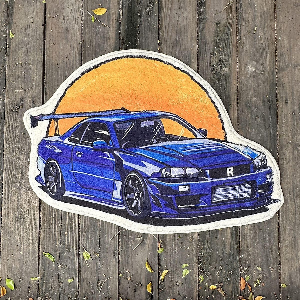 Generic Cool Blue Racing Car Shape Rug Boy's Room Decoration Gifts Handmade Acrylic Non-Slip Bedroom Living Room Decorative Plush Carpet (39"" x 28.5"")