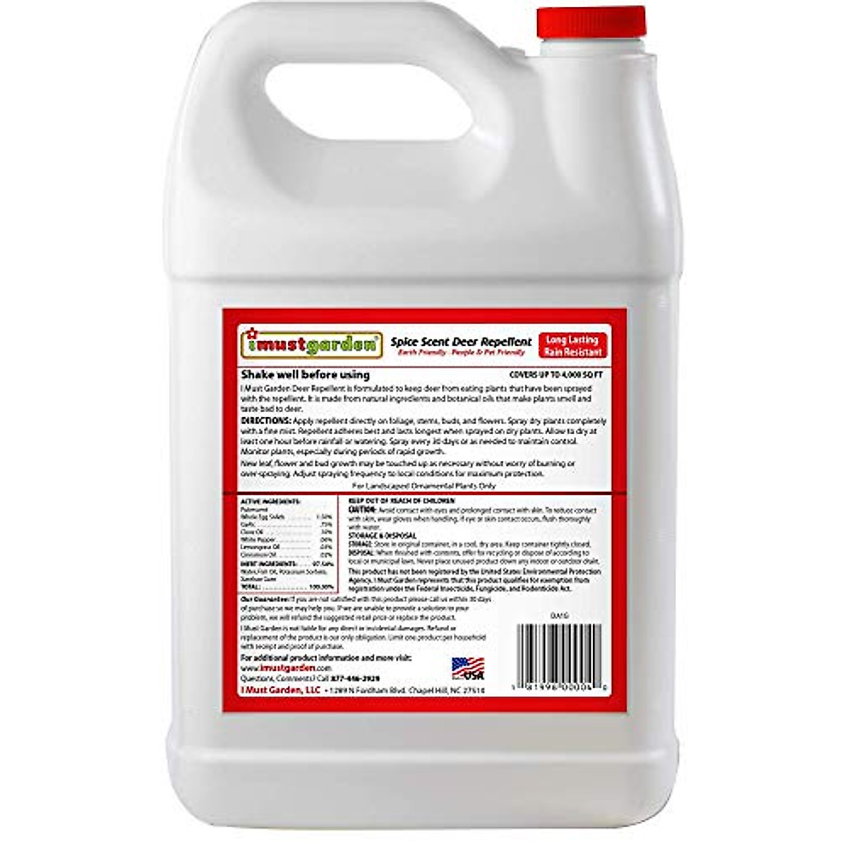 I Must Garden Deer Repellent: Spice Scent Deer Spray for Gardens & Plants – Natural Ingredients – 1 Gallon Ready to Use Refill