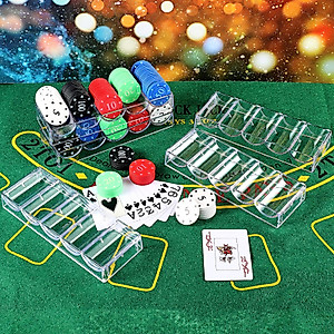 Yulejo 10/15/20 Pack Poker Chip Trays Acrylic Poker Chip Rack Poker Chip Holder Poker Chip Cases for Casino Game(15 Pack)