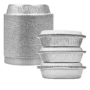 MESTAEK 7" Aluminum Foil Pans with Clear Lids 50 Pack,Heavy Duty Disposable Containers for Roasting,Storing,Baking,Cooking,Recyclable