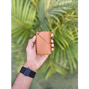 RUBAB MEN Premium Vegan Leather Minimalist Wallet Cum Card Holder (Tan)