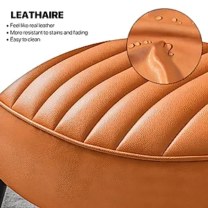 MoNiBloom Accent Chair Modern Armchair Single Sofa Chair with Lumbar Pillow, Mid Century Modern Comfortable Leatheraire Reading Chair for Living Room Bedroom, Metal Legs Back Club Arm Chair, Orange