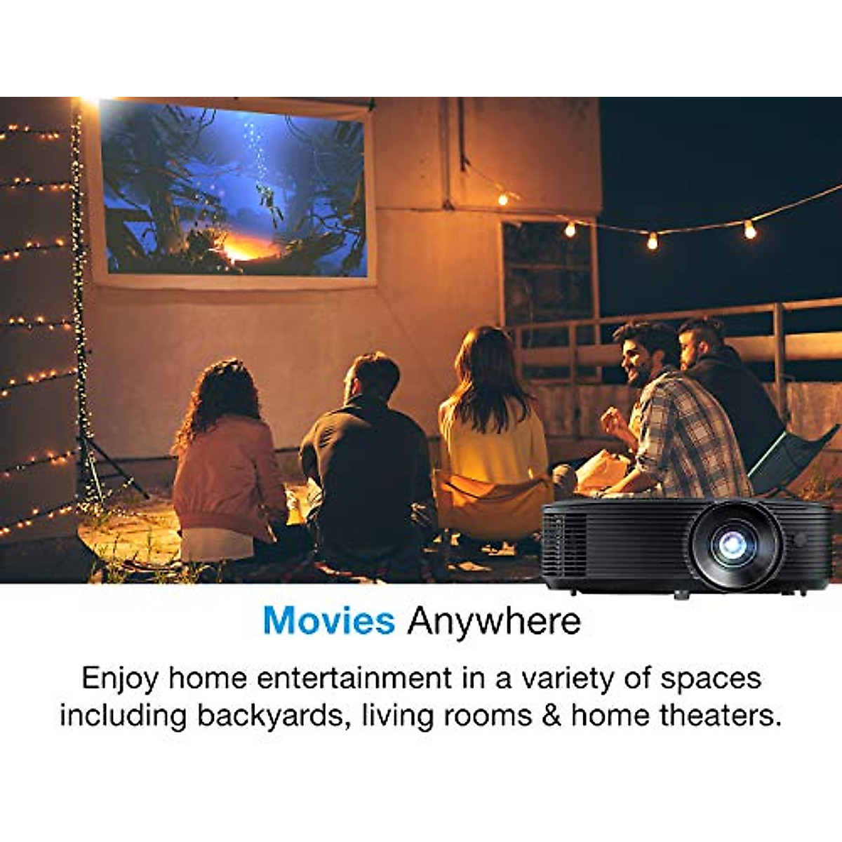 Optoma H190X Affordable Home & Outdoor Movie Projector | HD Ready 720p + 1080p Support | Bright 3900 Lumens for Lights-on Viewing | 3D-Compatible | Speaker Built in