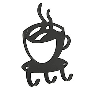 Shineweb Metal 3-Hook Key Holder Rack Coffee Cup Shape Hanger Wall Mount Home Office Organizer Wall Decor