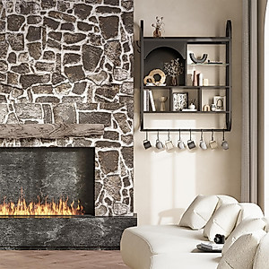 Saudism Floating Shelves with Lights, Led Shelves for Wall, Gaming Display Shelf, Lighted Bar Shelves, Arched Shelf for Collectibles, Sturdy Fast Assembly Great Weight Capacity (Black)