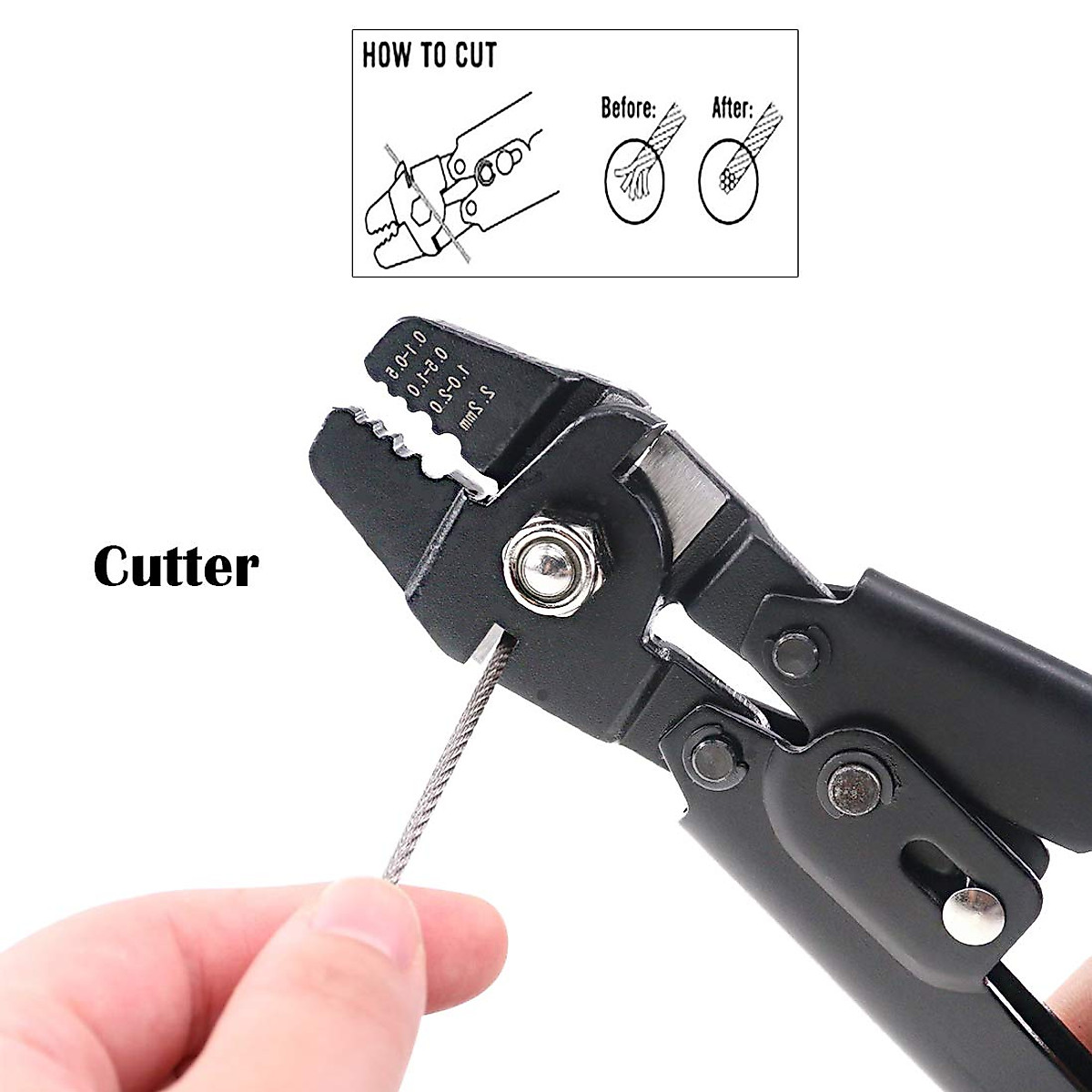 Glarks Up To 2.2mm Wire Rope Crimping Tool Wire Rope Swager Crimper Fishing Crimping Tool With 180Pcs 1.2/1.5/2mm Aluminum Double Barrel Ferrule Crimping Loop Sleeve Kit