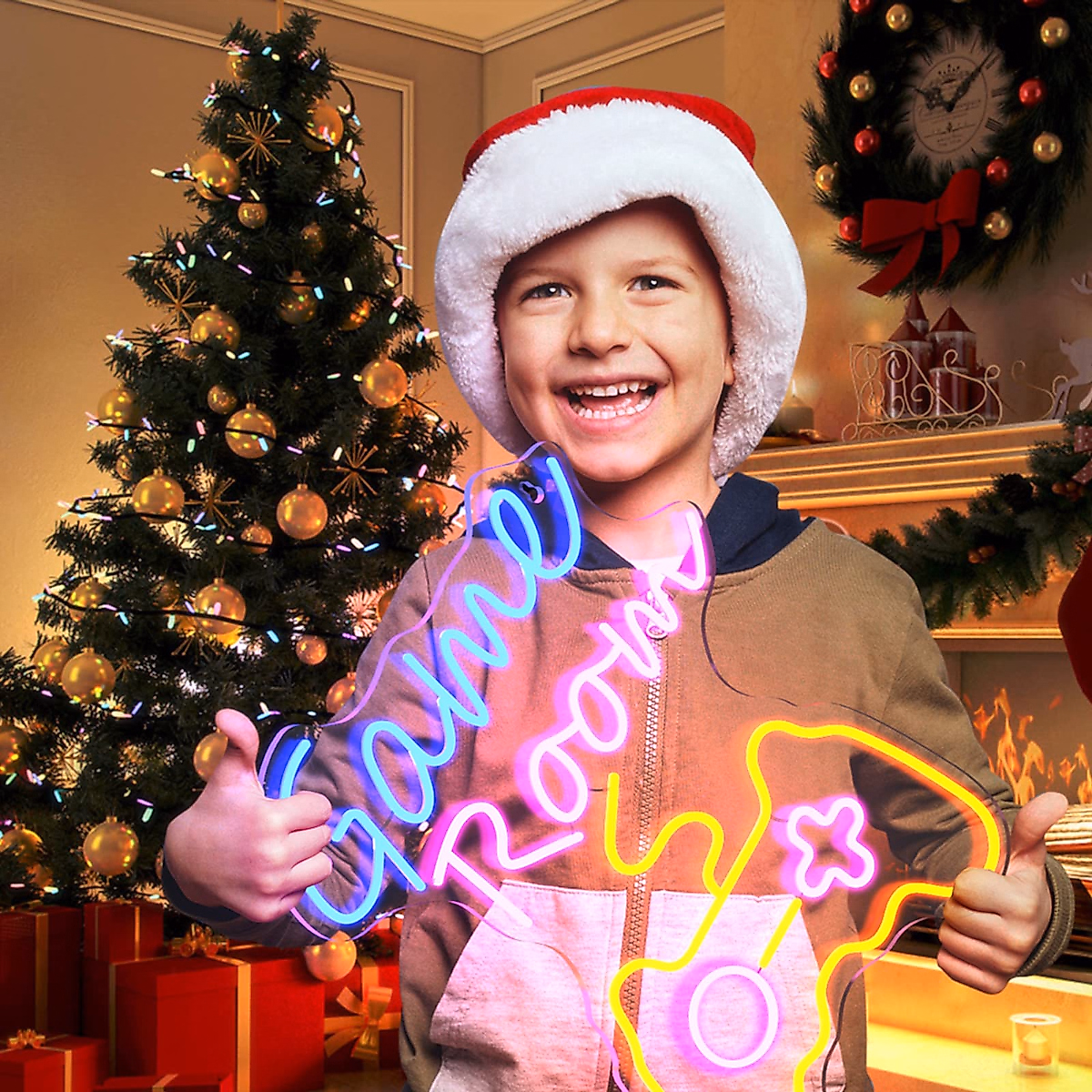 Ferghana Dimmable Neon Sign, USB Live On Air Led Signs For Bedroom Wall, Microphone Neon Lights Signs For Tiktok Youtube Twitch Streamers, Light Up Sign Gift For Studio Gaming Room Decor(GAME ROOM)