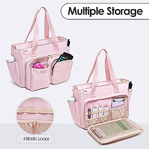 Fasrom Teacher Tote Bag with Laptop Compartment, Teacher Work Bag for Women and Teaching Supplies, Pink (Patent Design)