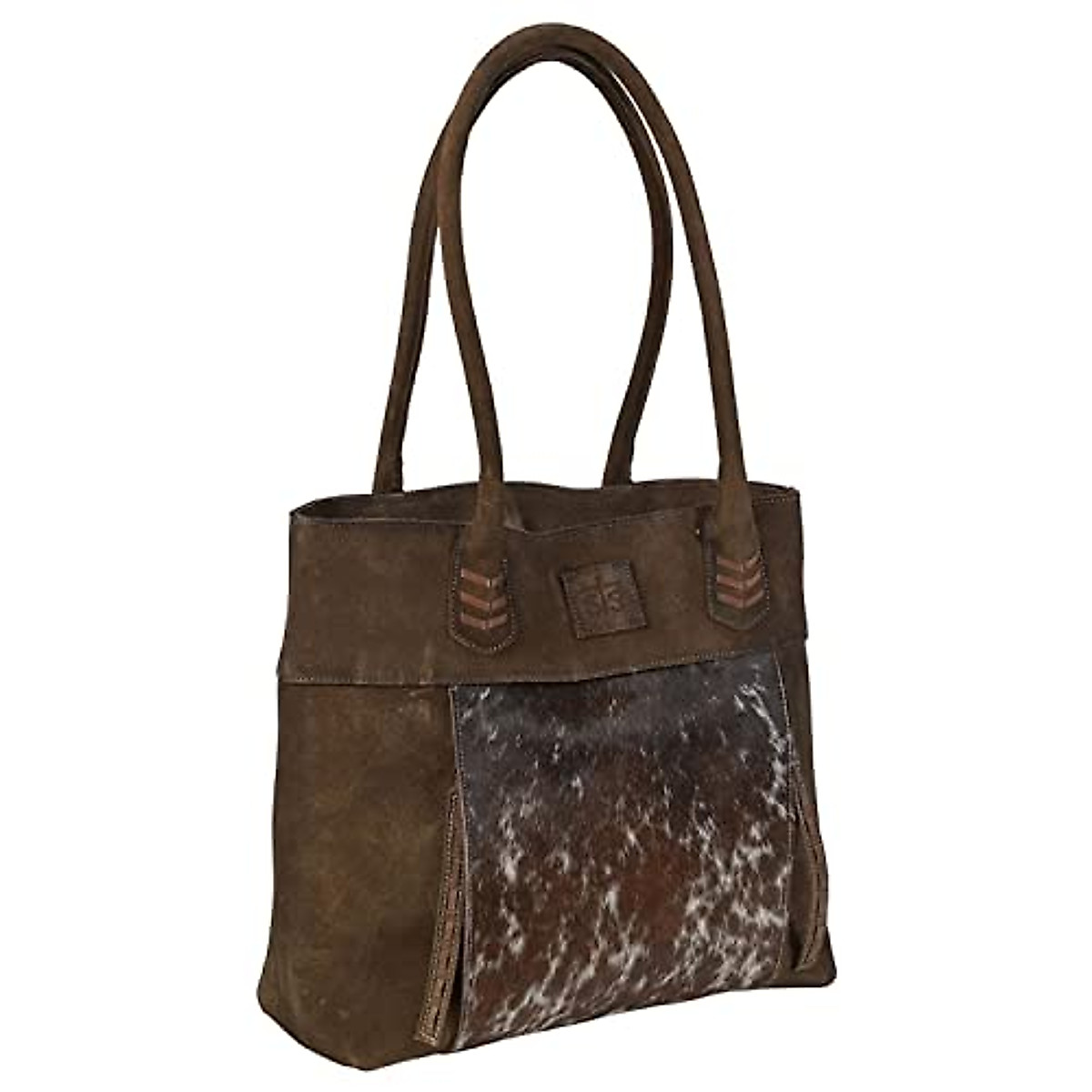 STS Ranchwear Women's Cowhide Saddle Tramp Tote Durable Leather Brown Bag with Various Pockets