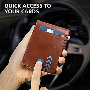 HLHGR Wallet with Airtag Holder，AirTag Wallet Men Genuine Leather Billfold RFID Blocking Wallet for Apple Air tag Brown (Airtag Not included