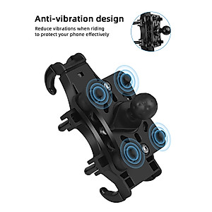 ZIDIYORUO Motorcycle Phone Mount with Vibration Dampener, One-Hand Operation Motorcycle Bike Phone Holder Holds 4.7"-7.1" Cell Phones on Handlebar, Cell Phone Holder for Bike Motorcycle Scooter ATV