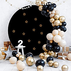 7.2ft Black Round Backdrop Cover Suitable for 7ft/7.2ft Circle Stand,Polyester Pure Black Birthday Party Wedding Photography Circle Arch Backdrop Cover