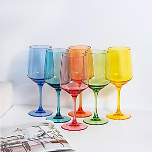 KOXIN-KARLU Unbreakable Classic 18 ounce All-Purpose Plastic Stem Wine Glasses Acrylic Glasses, set of 6 Multicolor