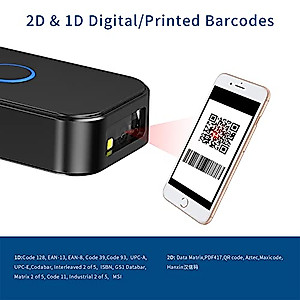 2D Bluetooth Barcode Scanner Wireless Bar Code Scanner QR 3-in-1 Bluetooth/USB Wired/2.4G Wireless Barcode Reader 1D QR Code Scanner for Inventory Code Image Reader for Tablet iPhone iPad Android PC
