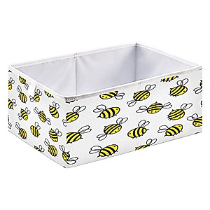 Kigai Flying Bumble Bees Storage Basket Cube Box Foldable Canvas Storage Basket for Clothes Storage,Toy Box,Home Storage