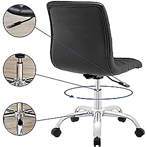 Modway Ripple Ribbed Armless Mid Back Swivel Computer Desk Office Chair In Black