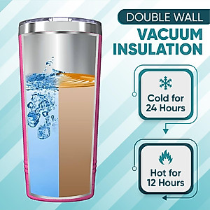 shop4ever Seester Definition Insulated Tumbler 20 oz. with Lid, Stainless Steel Cups Travel Coffee Mug Funny Gift for Sister Best Friend (Pink)