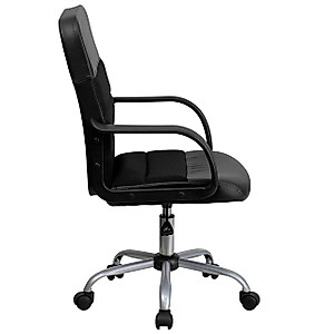 Flash Furniture Manor Mid-Back Black LeatherSoft and Mesh Swivel Task Office Chair with Arms