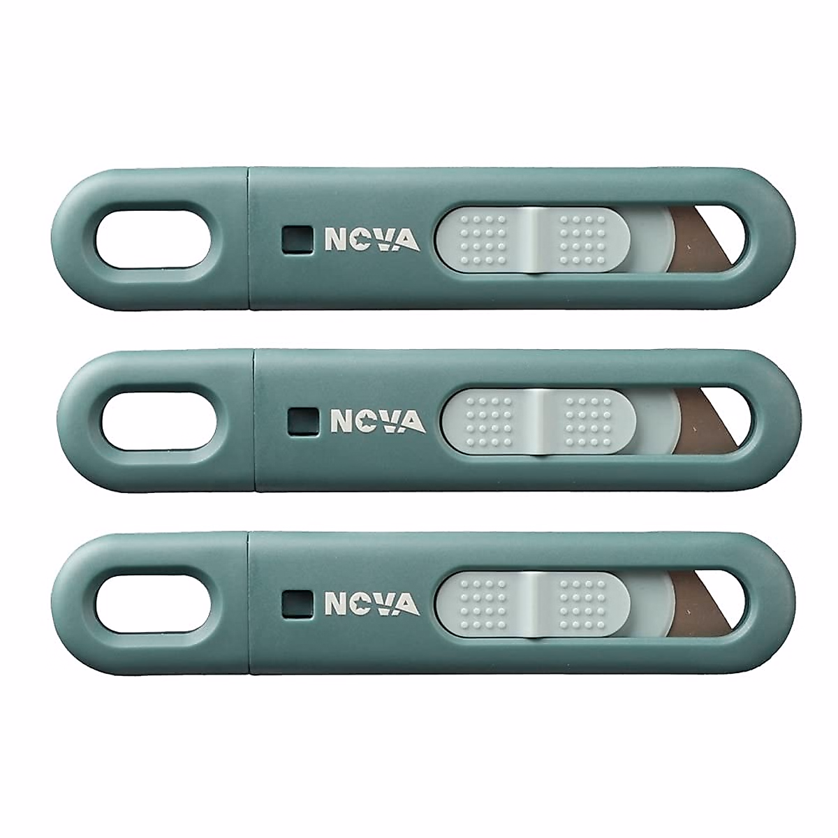 Nova Disposable Safety Knife, Utility Knife, Box Cutter, Fixed Compact Cut, Ambidextrous Feature, Ideal for Food Industry, Warehouse, for Cutting Boxes, Cartons, Packing. (3 Pack)