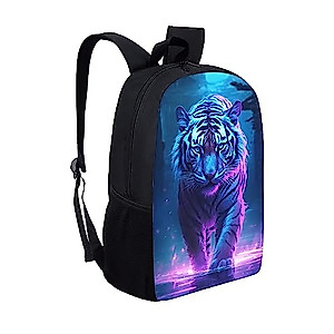 Kids Cute Animal Backpack 17 Inch Student Sturdy Comfy Padded Lightweight Personalized Tiger Backpack for Boys Girls Adjustable Straps Casual School Bookbag Basic Daypack