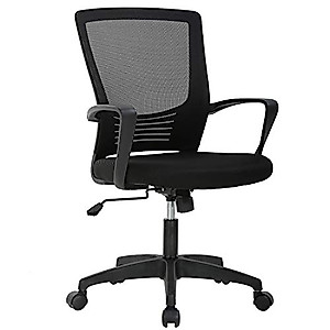 Ergonomic Office Chair Cheap Desk Chair Mesh Computer Chair with Lumbar Support Arms Modern Cute Swivel Rolling Task Mid Back Executive Chair for Women Men Adults Girls,Black