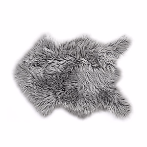 Rainlin Ultra Soft Fluffy Faux Fur Sheepskin Rugs for Bedroom Living Room Grey Fuzzy Washable Home Decor Carpets Plush Shag Small Area Rugs,2x3 Feet