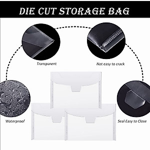 50 Pieces Clear Stamp and Die Storage Bag Pockets with Label Stickers Envelopes Scrapbooking Storage Cutting Dies Stencil Organizer for Card Making, Clear Stamp Storage(5.5x7.5 Inch)